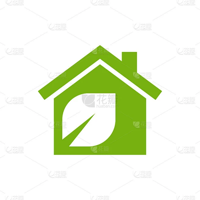 Leaf and House Vector Stock Illustration Design Te素材-花瓣网