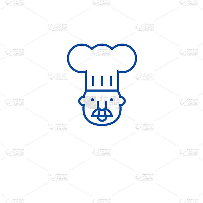 Chef mascot line icon concept. Chef mascot flat v