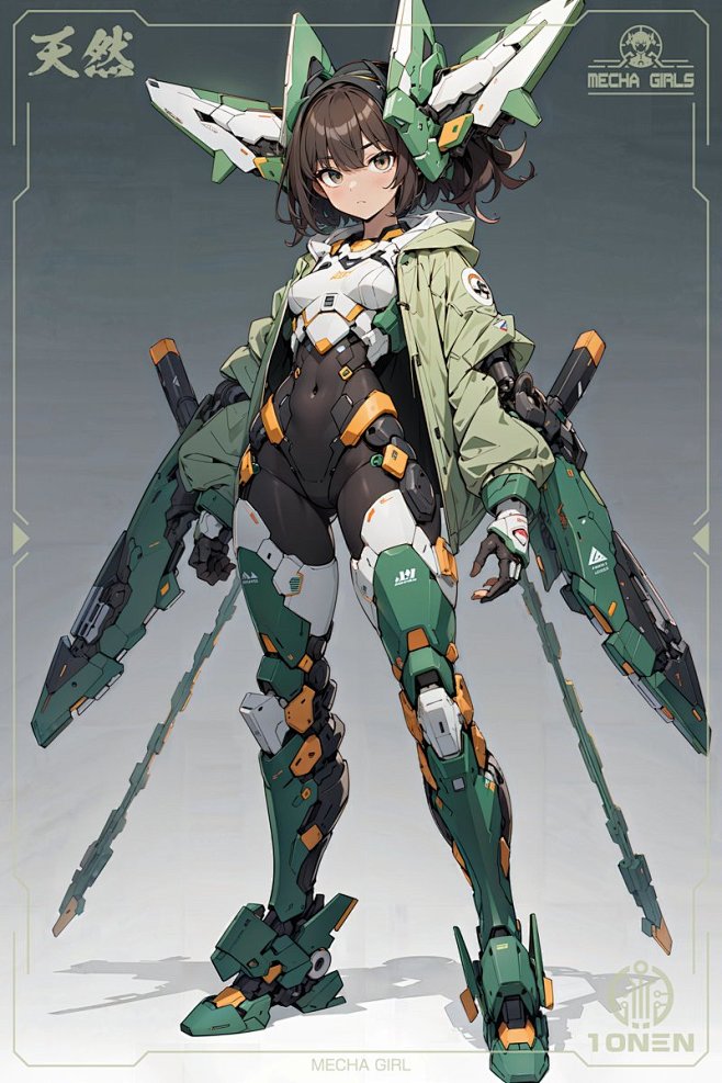 Green MECHA GIRL TYPE-M #AIメカ娘 #AImechamusume #AIillustration httpst