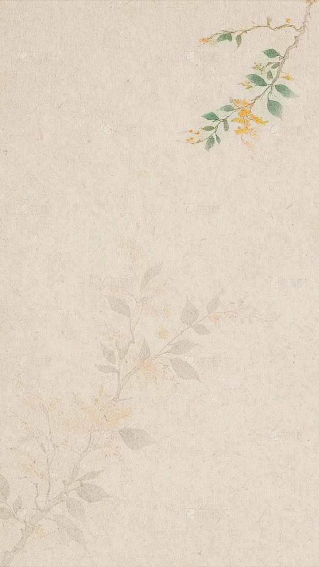 植物系列古风工笔画桂花背景素材-花瓣网