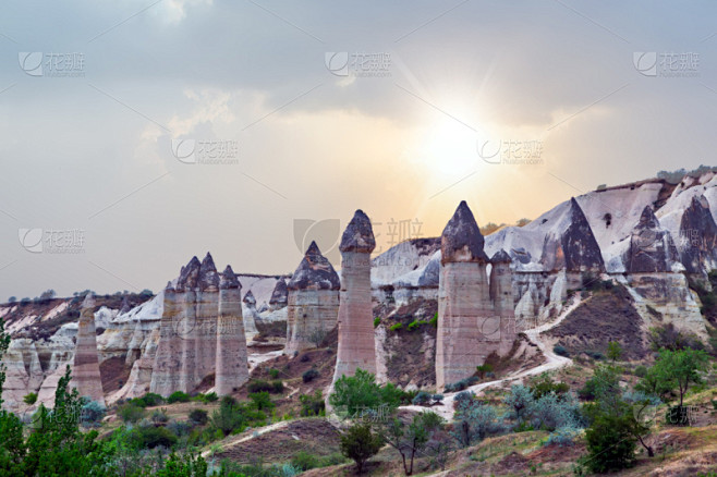 卡帕多奇亚,山,地形,山谷,土耳其,火山,天空,公园,水平画幅,安纳托利亚