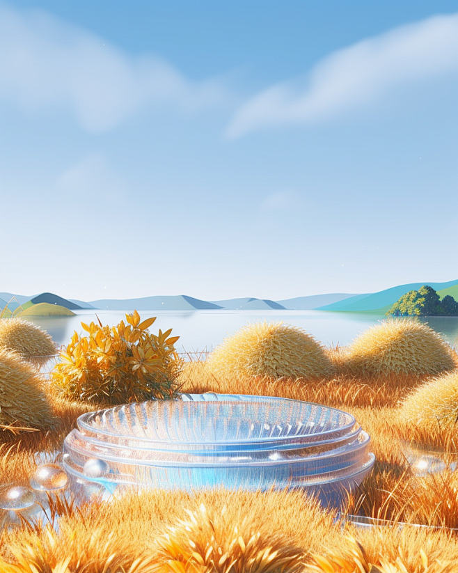 @--纯图-- C4D建模背景 场景图 舞台背景 氛围 蓝色背景 电商展台