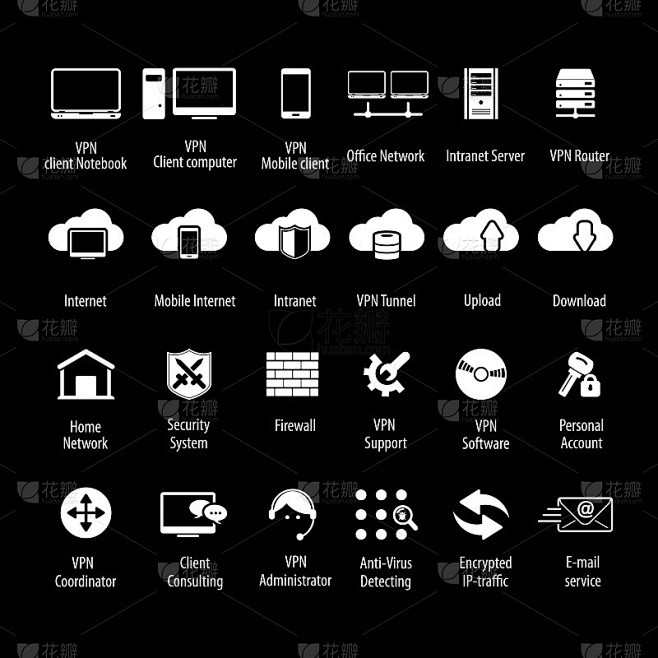VPN , Virtual private network icon set