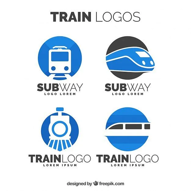 其中包括图片：Premium Vector | Pack of train logos-花瓣网