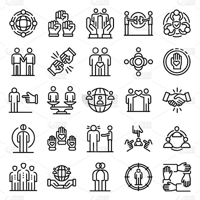 种族主义图标设置，轮廓风格