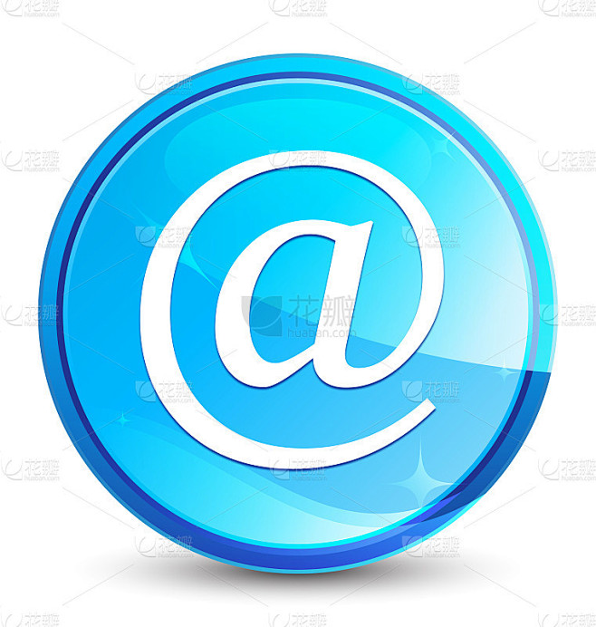 Email address icon splash natural blue round butto