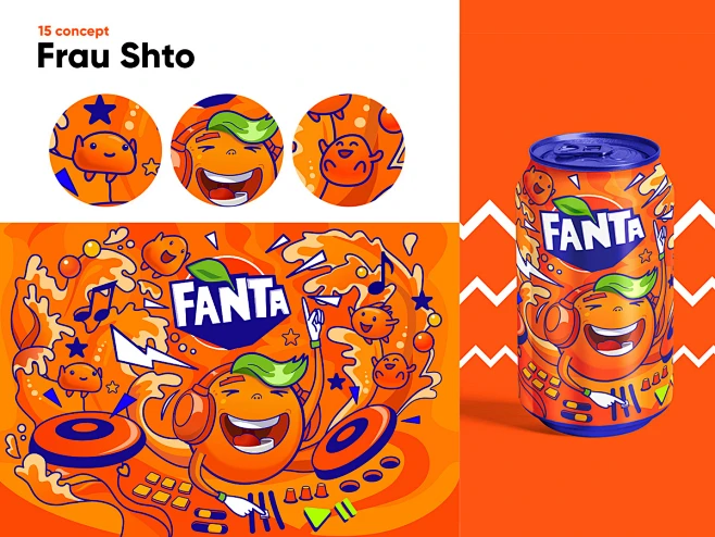 Fanta concept 2d cartoon character concept drink fanta illustration ...