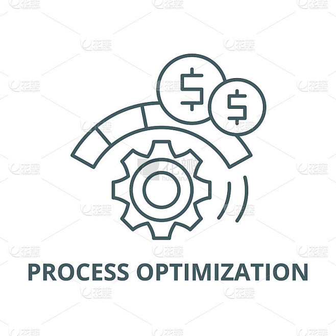 Process optimization vector line icon, linear conc