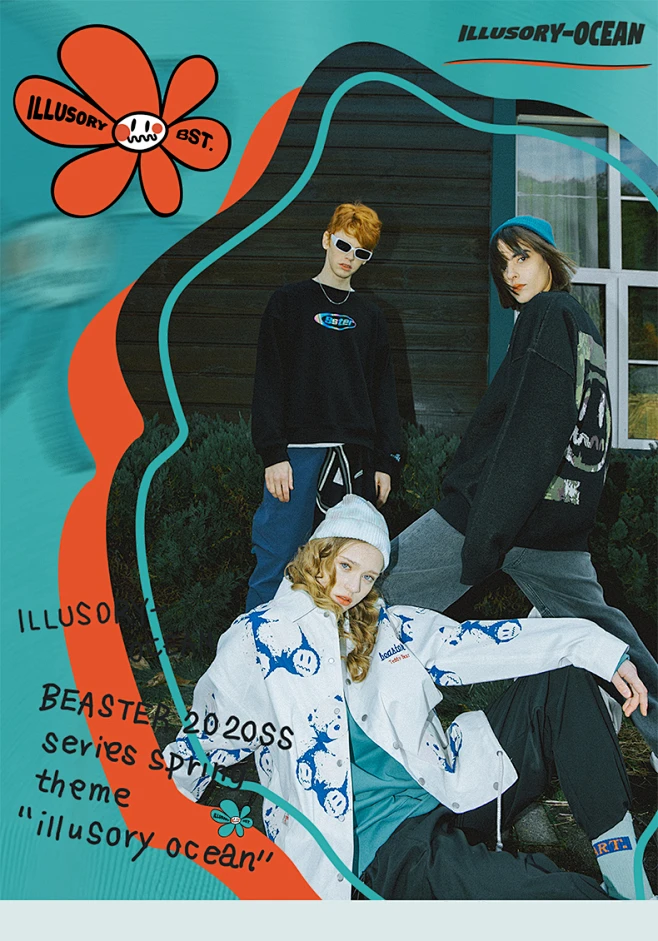 BEASTER小恶魔鬼脸春款假两件拼接连帽卫衣男国潮情侣款套头衫-tmall.com天猫-花瓣网