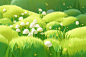 3d blend photo of a grassy field with white bushes, in the style of ...