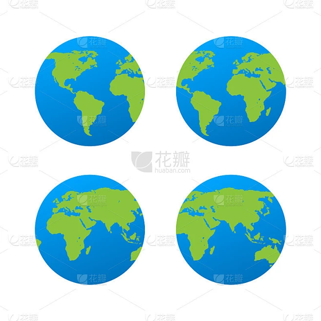 矢量行星地球图标。平面行星地球图标。素材-花瓣网