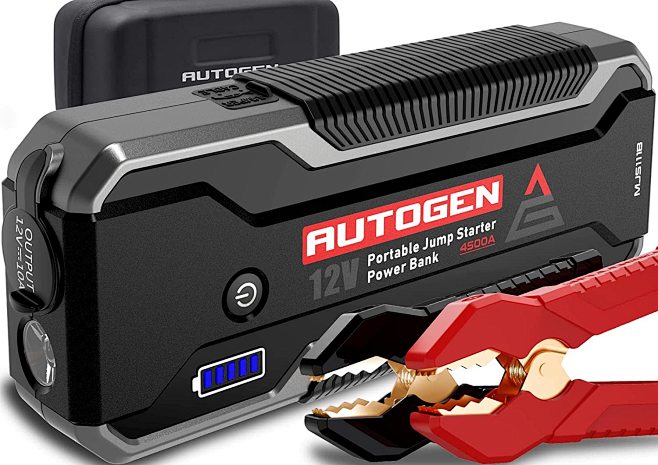 Amazon.com：AUTOGEN 4500 安培 32000mAh 锂电池启动器（10.0L+ 汽油和柴油），带 EVA 保护壳、12V 电池跳线盒助推器包、USB 快速充电 3.0 充电 ...