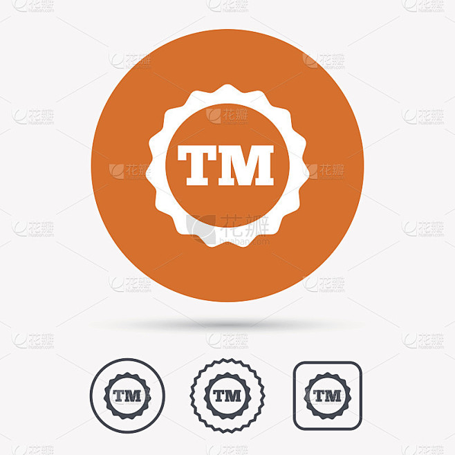 注册TM商标图标。知识的工作。