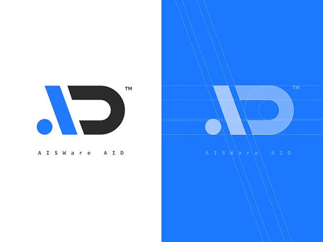 Aisware AIDesign typography branding clean icon logo blue flat
