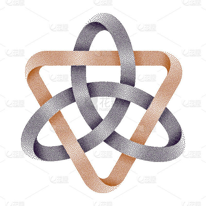 用莫比乌斯带制成的三角形点结。向量的插图。