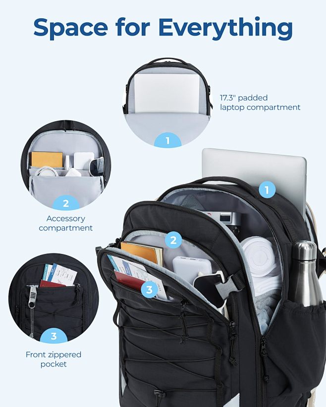 Amazon.com: BAGSMART Carry On Travel Backpack, 17.3 Inch Large Travel ...