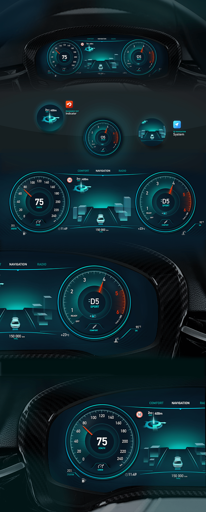 automotive car cluster design instrument cluster ui design