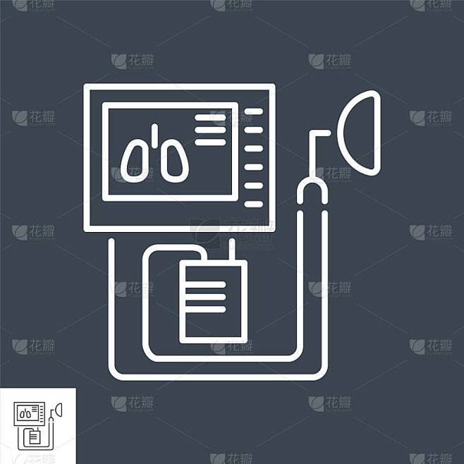 医用呼吸机相关矢量细线图标。