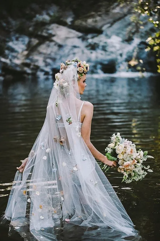 Veil covered with flowers boudoir | Lara Hotz Photography for Hooray ...