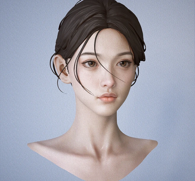 写实美型女性头像练习 Female Avatar Practice-花瓣网