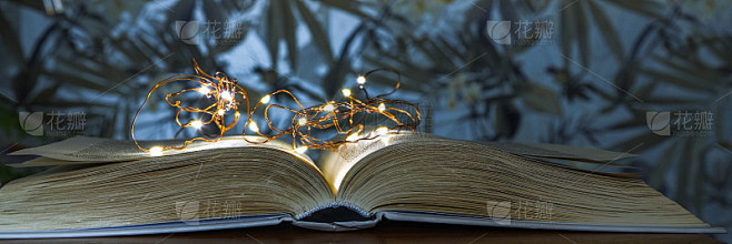 一张精装书的特写，从中间打开，