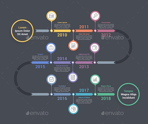 时间轴信息图表,图表Timeline Infographics - Infographics 议程、业务、图表、公司、日期、图,元素,流程 ...