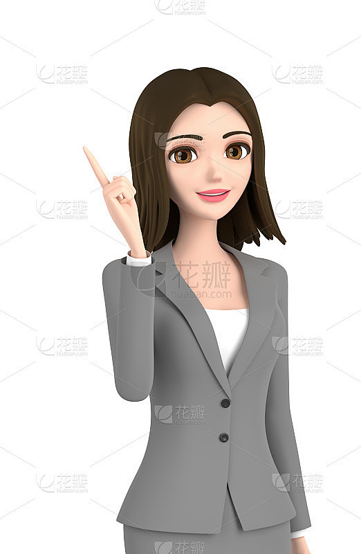 3D插图人物-商业妇女