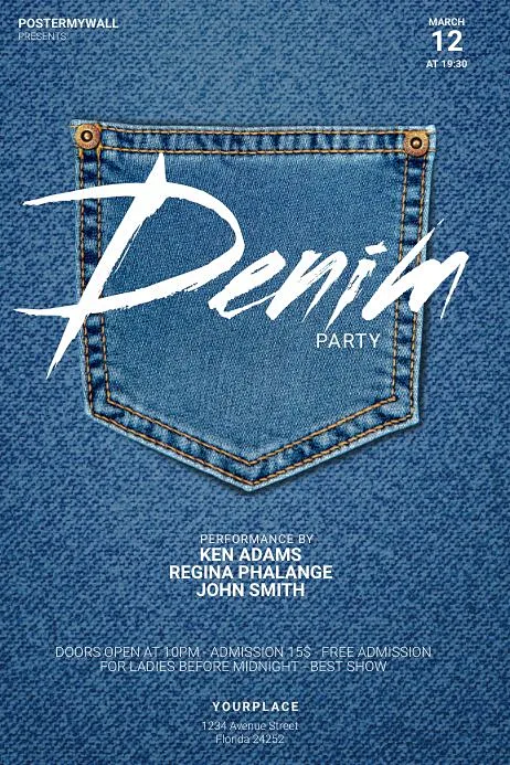 Copy of Denim Party Flyer Template-花瓣网