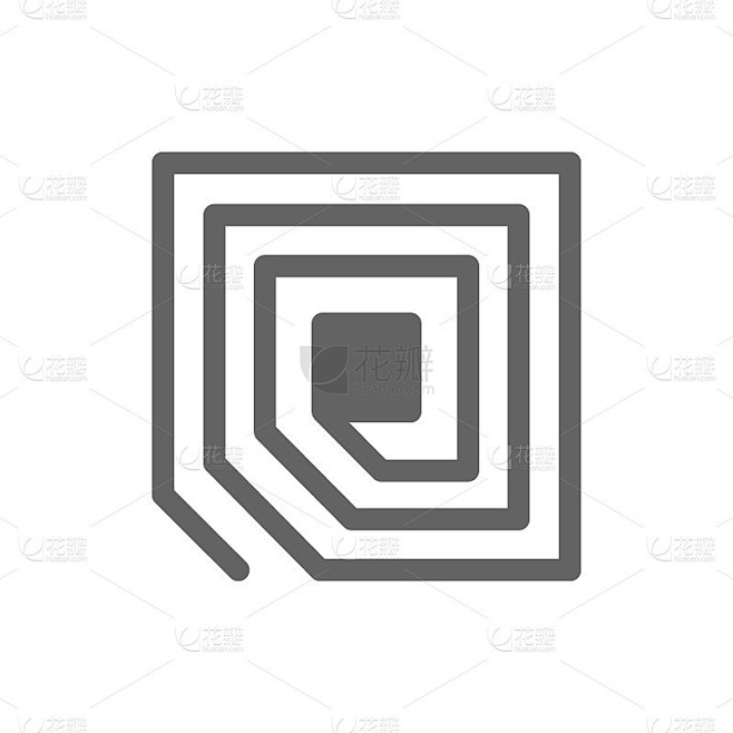 矢量RFID标签芯片线图标。