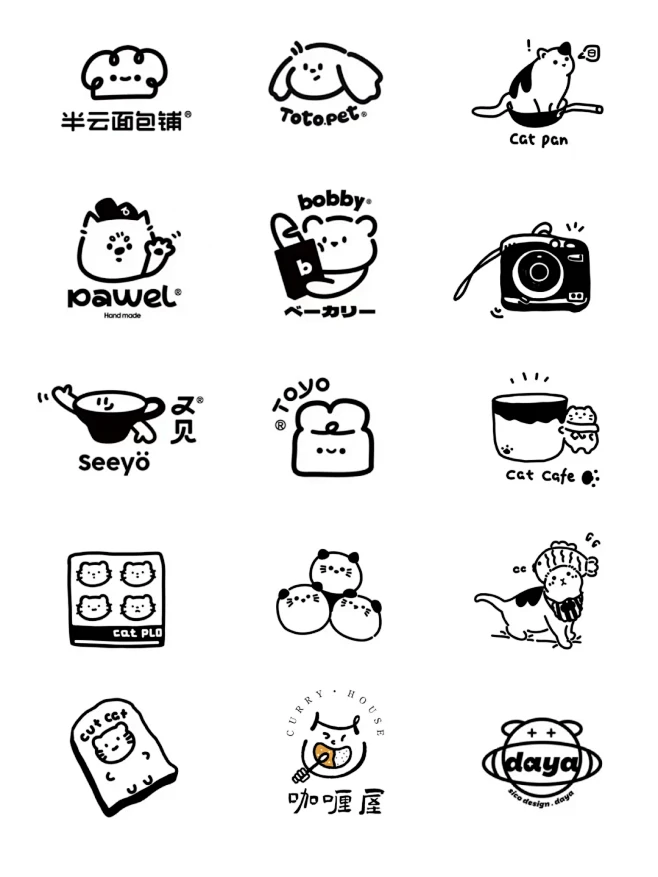 手绘萌动|线条感可爱logo设计 - 小红书-花瓣网