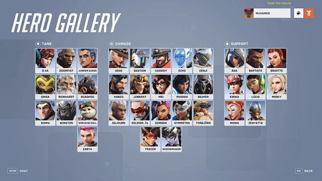 Hero Gallery screenshot of Overwatch 2 video game interface.图片_扁平图片素材-花瓣网