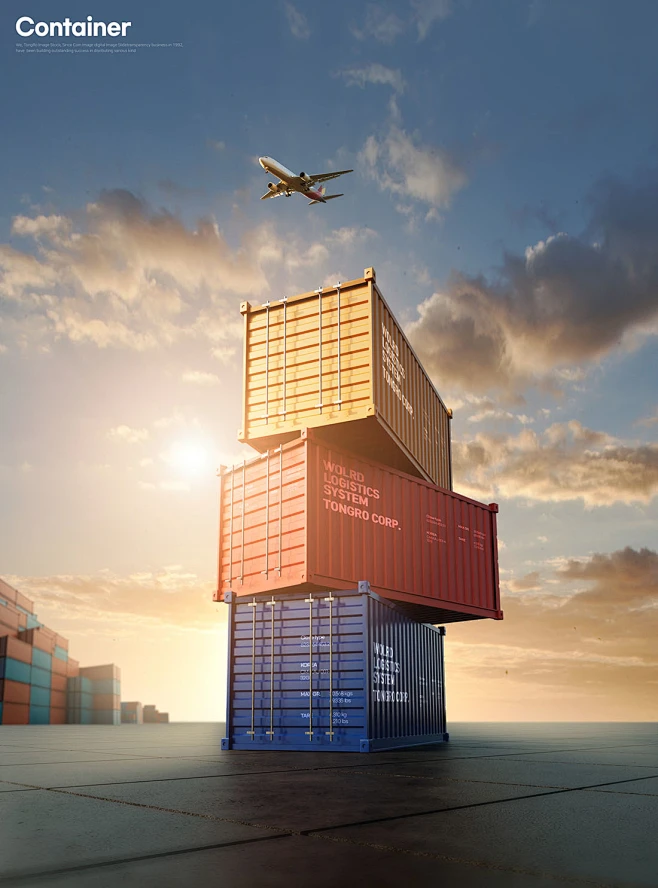 Seaport Logistics Poster Template 9款创意港口国际贸易海运物流集装箱海报展板招贴设计PSD分层源文件素材 ...