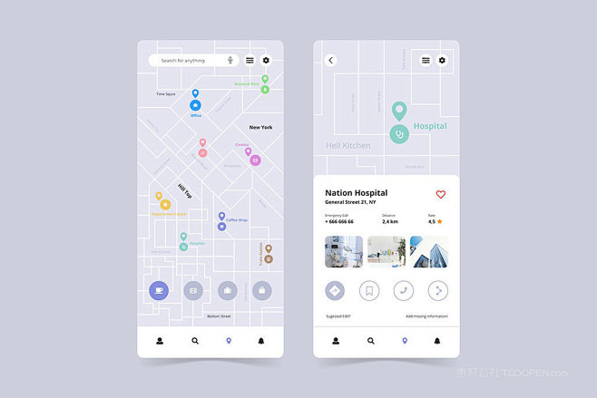 地图位置手机app界面模板
