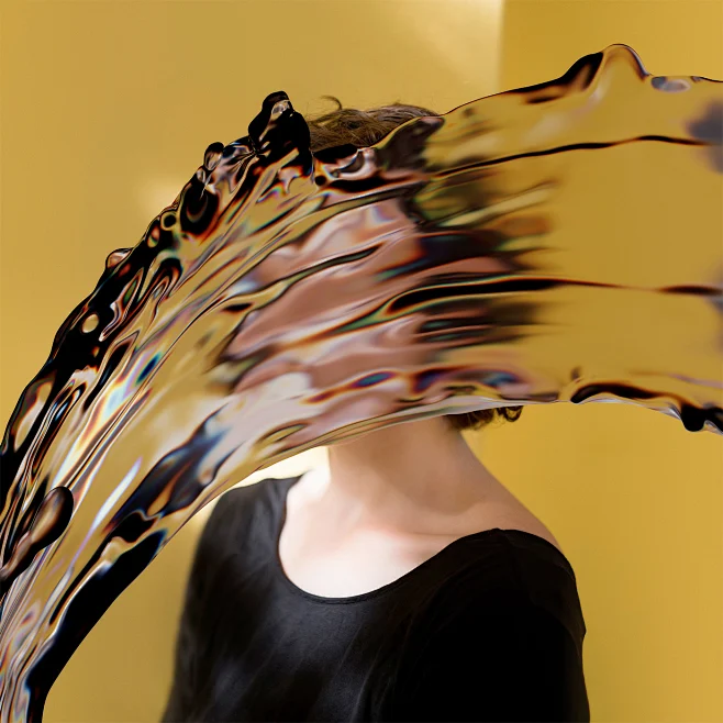 3D art CGI Creative Retouching crystal featherwax Liquid portrait ...