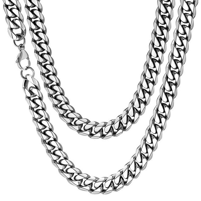Hoyazvet Sturdy Cuban Link Chain Stainless Steel Necklace for Men Women ...