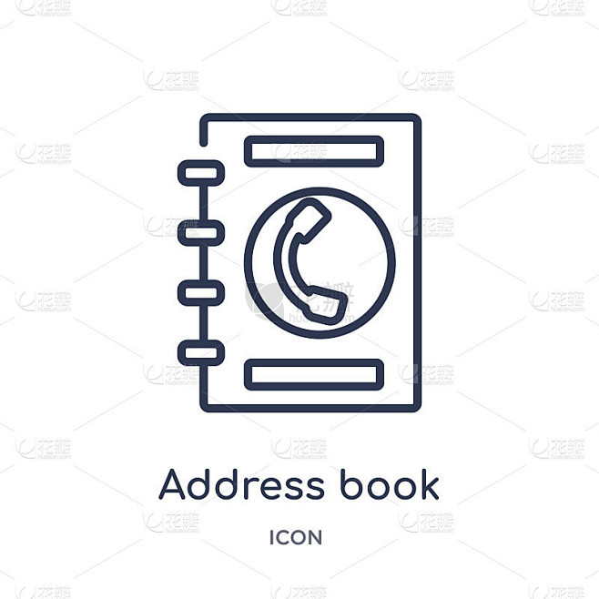 Linear address book icon from Business outline col