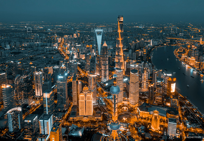 航拍上海浦东陆家嘴夜景 - - 正版图片,视频,字体,音乐素材交易平台 - 旗下品牌