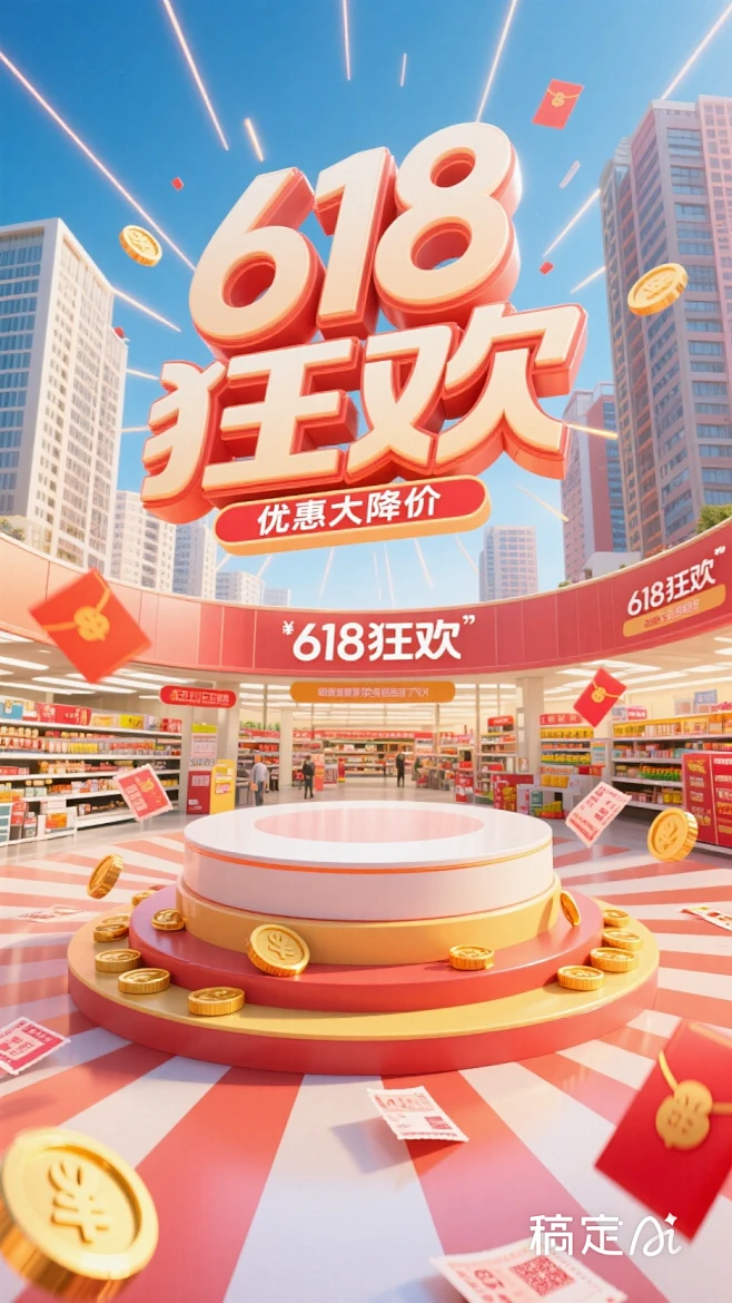 稿定 AI 社区 - 超级符号｜3D大字618促销海报｜清透感渐变立体文字 (2)-花瓣网
