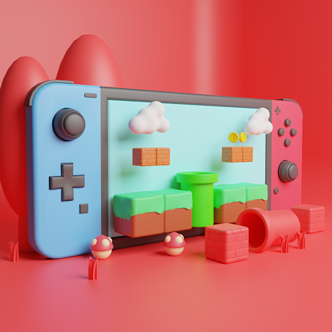 3D blender Nintendo nintendo switch Render