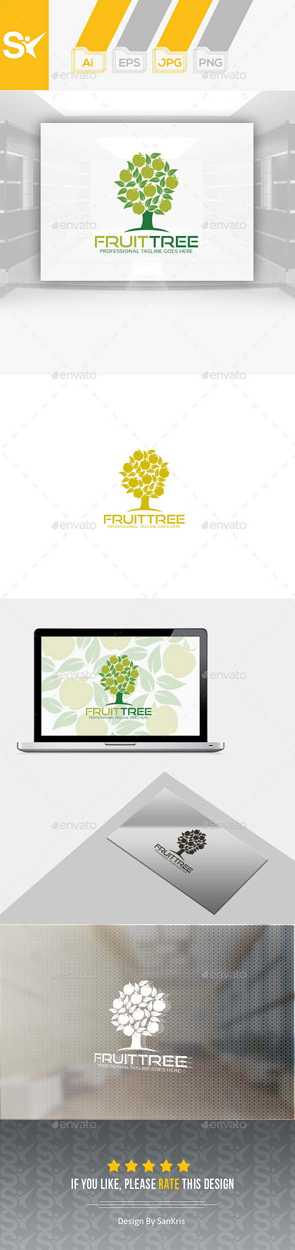 果树的标志——食品标志模板Fruit Tree Logo - Food Logo Templates苹果,苹果农场,苹果市场,苹果的树,环境 ...