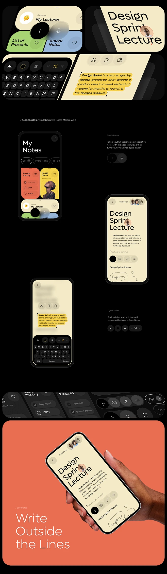 Collaborative Notes Mobile App UX UI-花瓣网