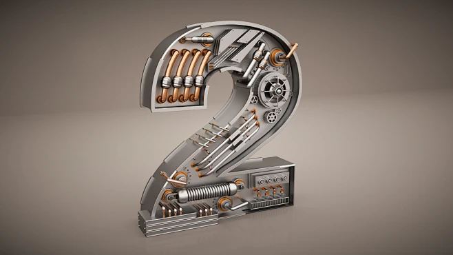 C4D OC渲染机械字_颜曼_68Design图片_c4d建模图片素材-花瓣网