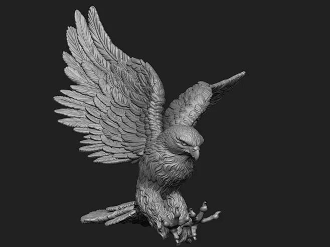 hawk-hunting-3d-model-obj-stl (2)-花瓣网