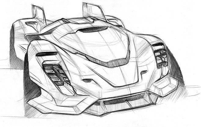 汽车，手绘，线稿，