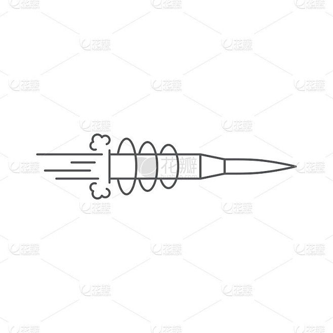 Flying bullet vector icon symbol isolated on white