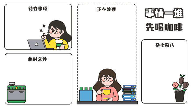 可爱插画打工人电脑分区壁纸