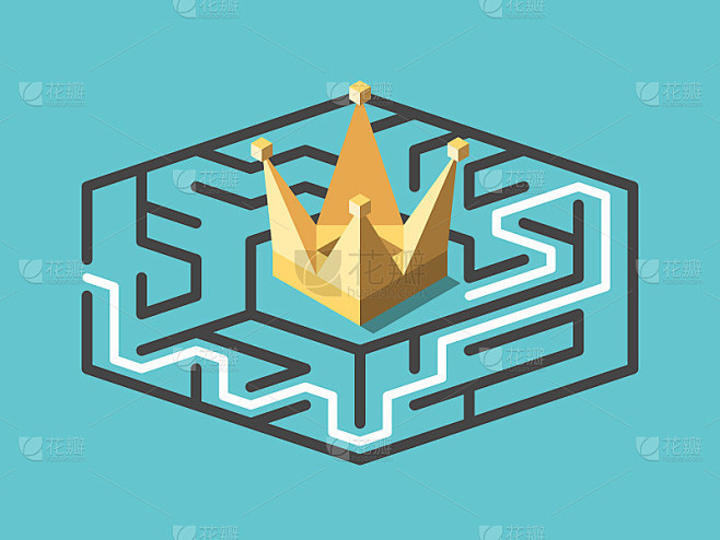 Isometric maze, crown, solution