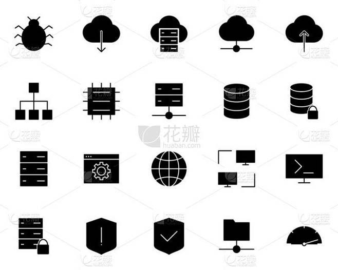主机图标集。矢量简单最小96x96 象形图