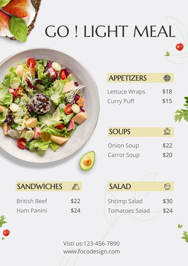 Simple Rectangle Frame Healthy Light Food Restaurant Salad Menu素材-花瓣网