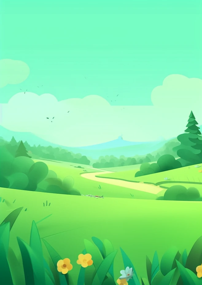 art illustration of a beautiful meadow scene 3d vector shading, in the ...